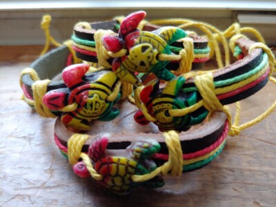 Marley Rasta Reggae Boho Sea Turtle Leather Unisex Bracelet - FAST US ...