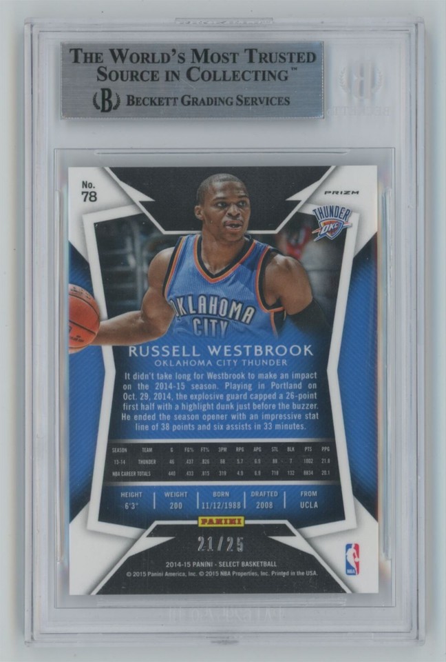 2014-15 Panini Select Basketball Concourse Tie-Dye Russell Westbrook ...