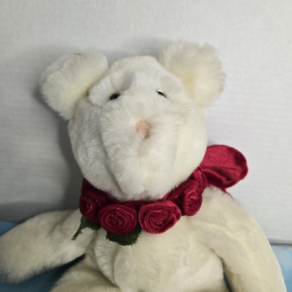 Phebe Phillips A Little Silly Bear White Plush Roses Red Wings 15 ...