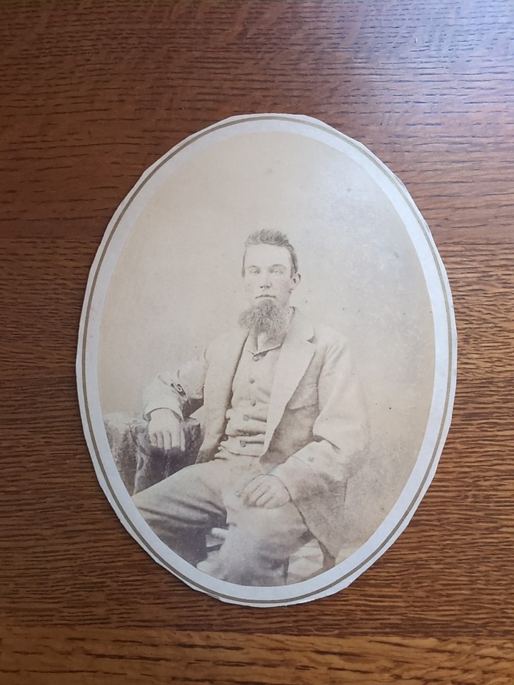 Antique Young Man Bushy Goatee Hair 1870s Portrait Photo Hand Tinted ...