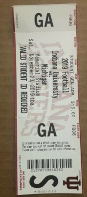 2019 Michigan Wolverines vs Indiana Hoosiers Football Student Ticket ...