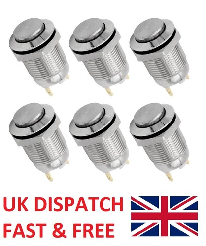 12V 12mm Momentary Push Button Switch Round Metal Waterproof 2 Pin ...