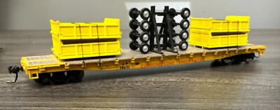 HO Scale Flat Car w/ Trailer Load w/Kadee Couplers Cushioned Load UP | eBay