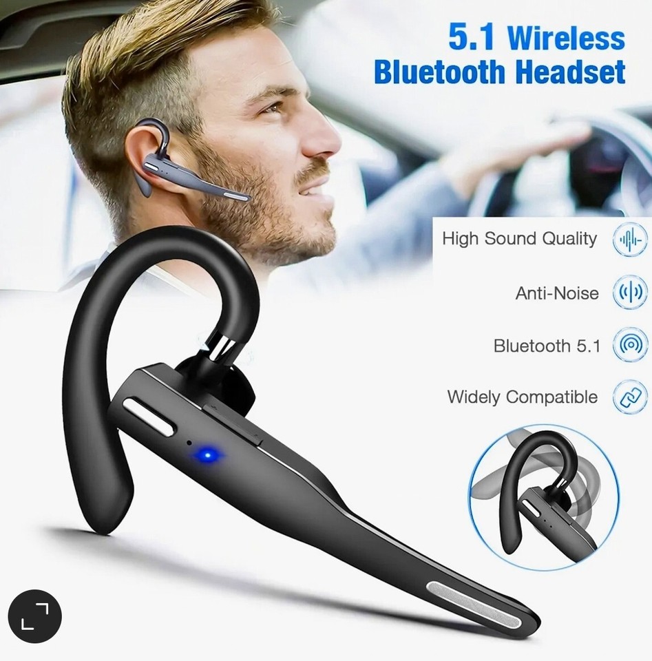 Bluetooth 5.0 Earpiece Wireless Headset Noise Cancelling Earbuds ...