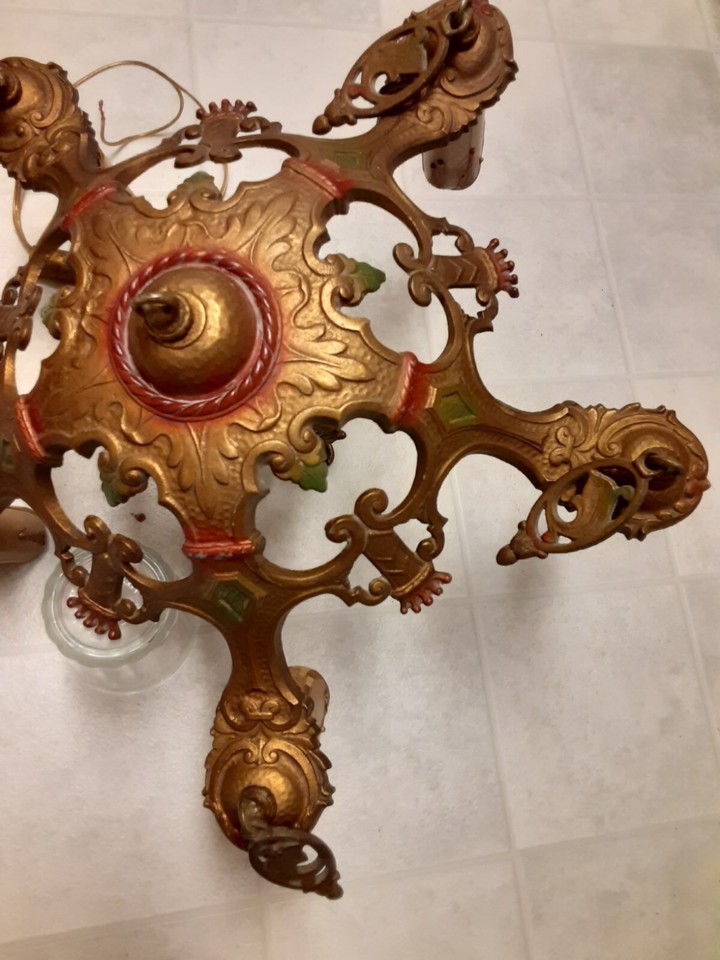 Antique Art Deco Art Nouveau Chandelier Fixture 5 light Light missing ...