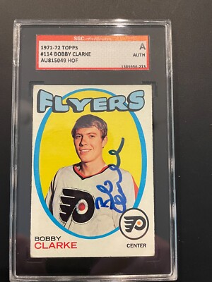 Bobby Clarke Signed 1971-72 Topps Autograph Hockey Card Flyers Hall of ...
