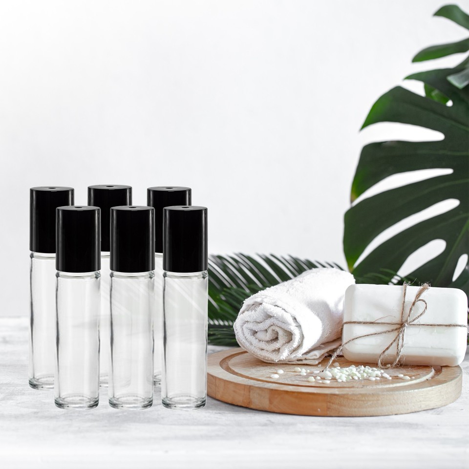 6 Refillable 10ML. Roll on Kit, Glass Container with Plastic Roller ...