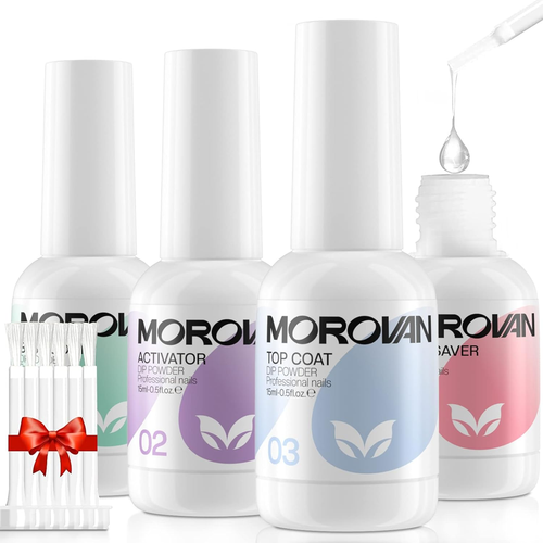 Dip Powder Liquid Set with Activator Base Top Coat and Dipping Powder ...