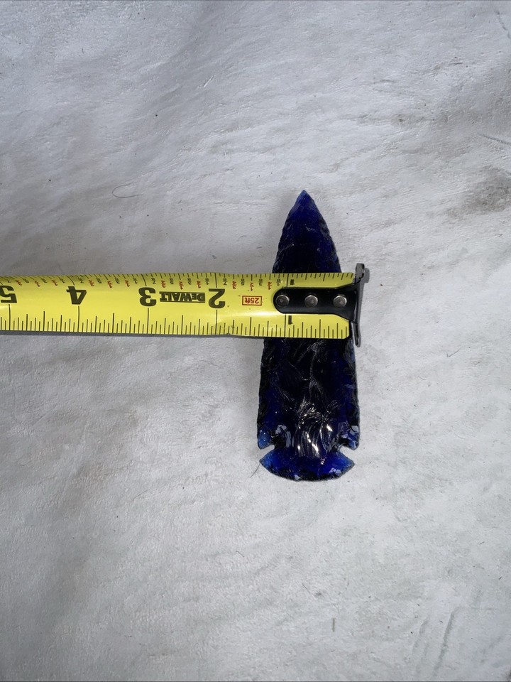 Obsidian Blue Arrowhead Ancient Point Translucent, 4” Knapped Arrowhead ...
