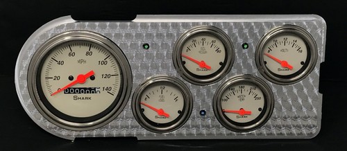 1948 1949 1950 Ford Truck 5 Gauge Dash Panel Insert Engine Turned Shark ...