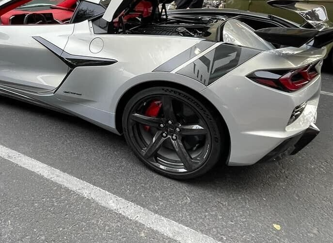 2022+ C8 Corvette Z06 Rear Graphics Jake & C8.R Logos Carbon Flash ...