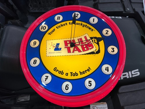 Vintage Missouri Lottery Advertising Clock Lighted Electric Pull Cord ...