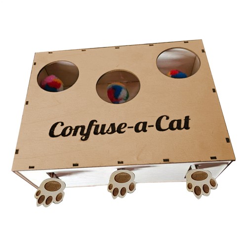 Cat Hunting Box Confuse a Cat Box Puzzle Wood Cat Interactive Play Toy ...
