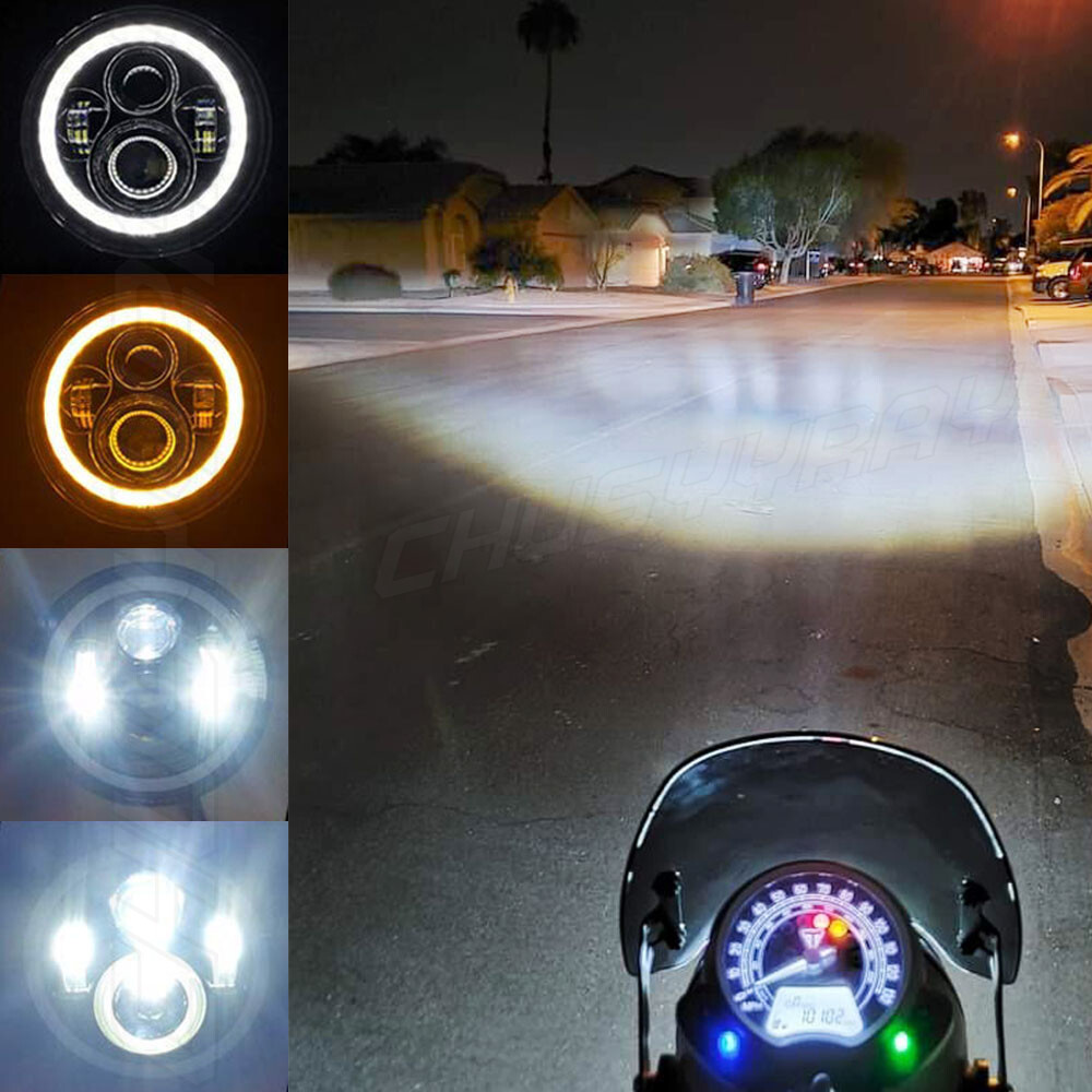 7"inch LED Headlight Sealed DRL Black For Yamaha Road Star Raider S SCL ...