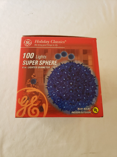 GE Holiday Classic 6" Super Sphere 100 Lights Blue Starburst 2003 (New ...