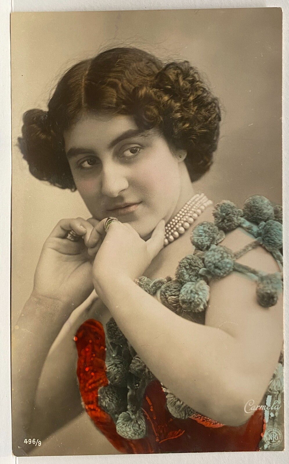 Real Photo Postcard RPPC ~ Homely Woman Wearing Costume w Pom Poms ...