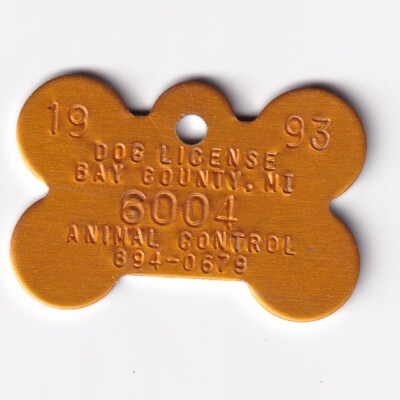 1993 BAY COUNTY MICHIGAN DOG LICENSE TAG #6004 | eBay