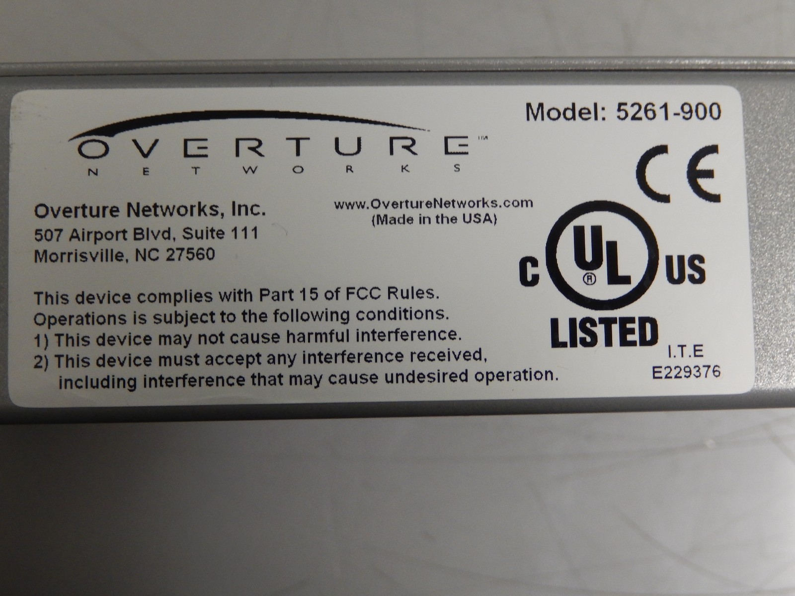 Overture Networks 140 ISG 140 5261Y900 5261-900 Carrier Ethernet w ...