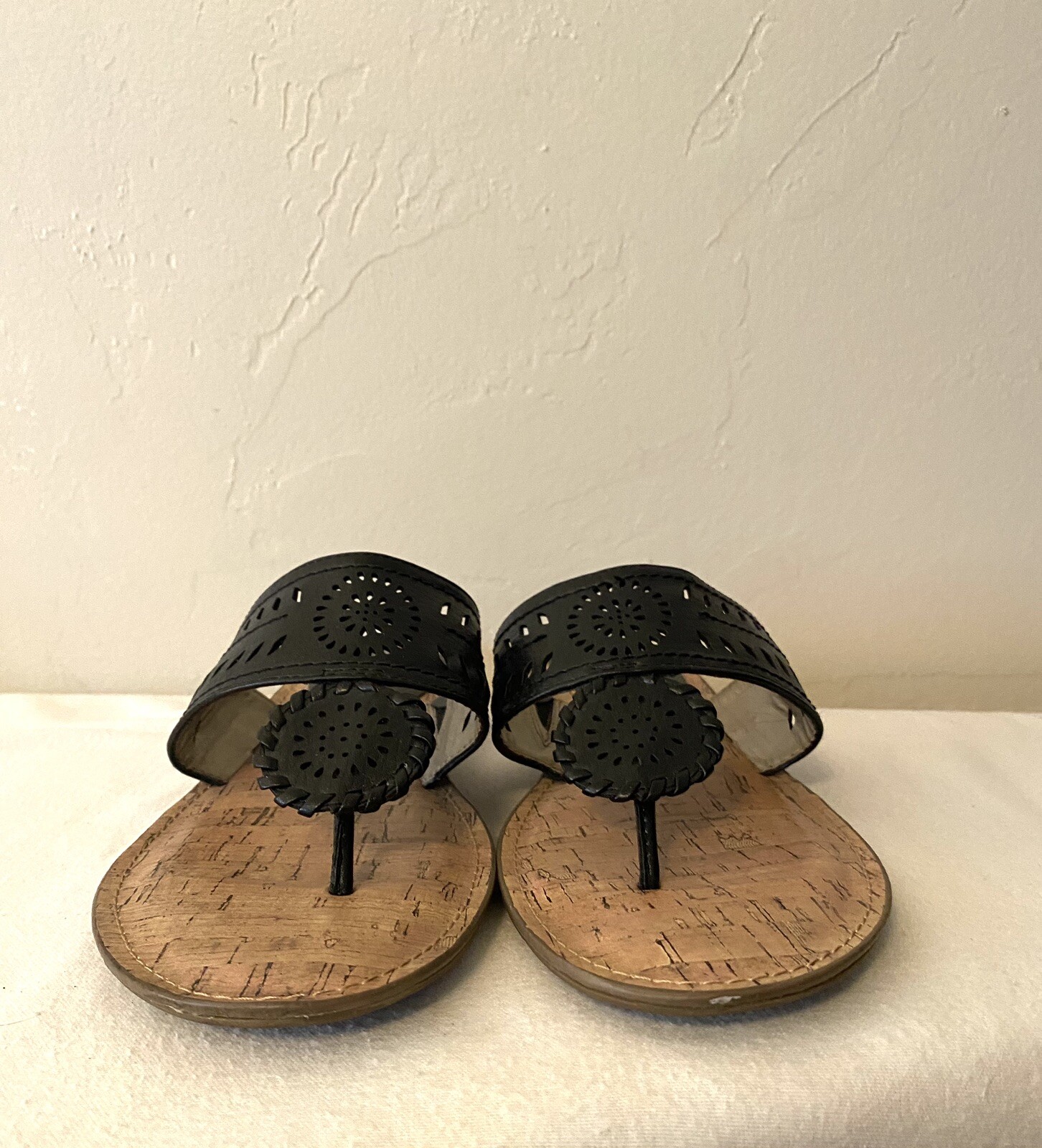 Sam & Libby Tibby Whip Stitch Black Thong Sandals Black Slip On Size 8 ...