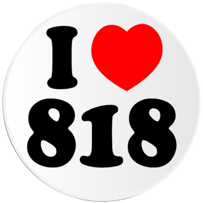 I Love 818 - Circle Sticker Decal 3 Inch - Area Code Los Angeles ...