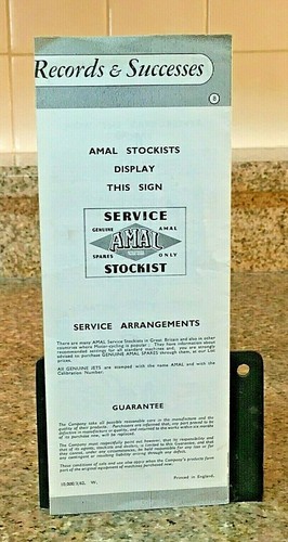 AMAL TYPE 32 CARBURETOR HINTS AND TIPS 8 PAGE FOLD OUT 1962 BROCHURE ...