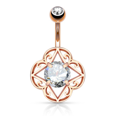 Large Round CZ Center Tribal Belly Button Navel Ring Dangle Stainless ...