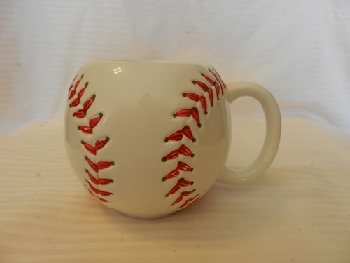 White Ceramic Baseball With Red Seams Coffee Cup or Planter Teleflora 4 ...