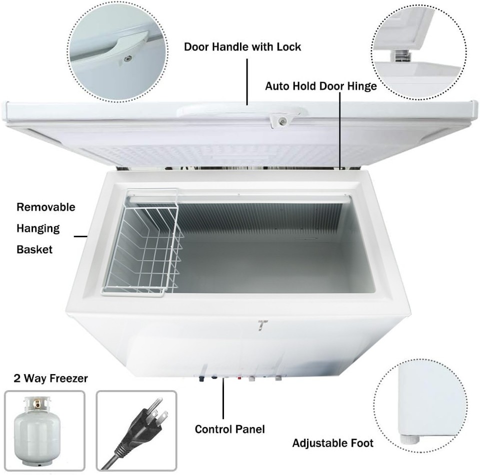 LP Gas Freezer Propane Deep Chest Freezer RV Camping Off Grid Storage 7 ...