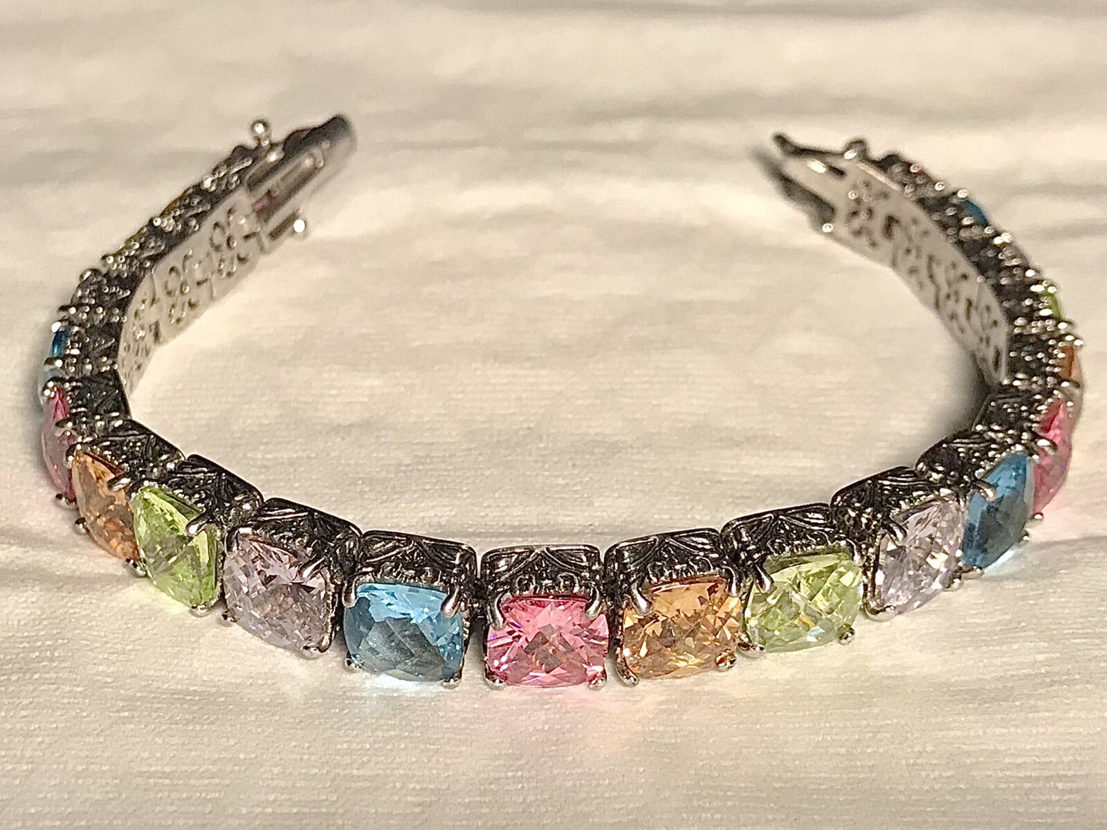925 Silver Crystal Bracelet 7.25” - Gem