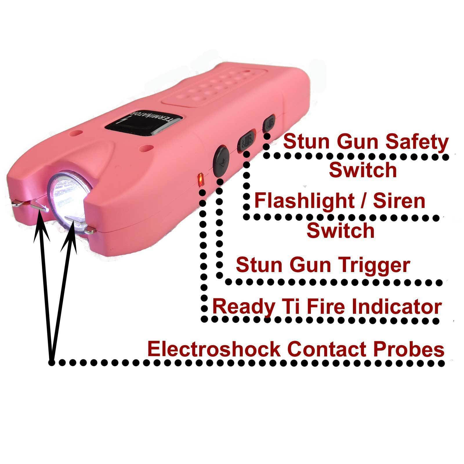 Terminator Max Power Police Stun Gun T10 180 BV w/ Siren Tiger Pepper ...