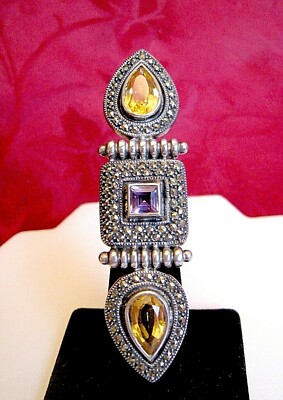 RARE JJ JUDITH JACK 925 STERLING SILVER MARCASITE AMETHYST CITRINE ...