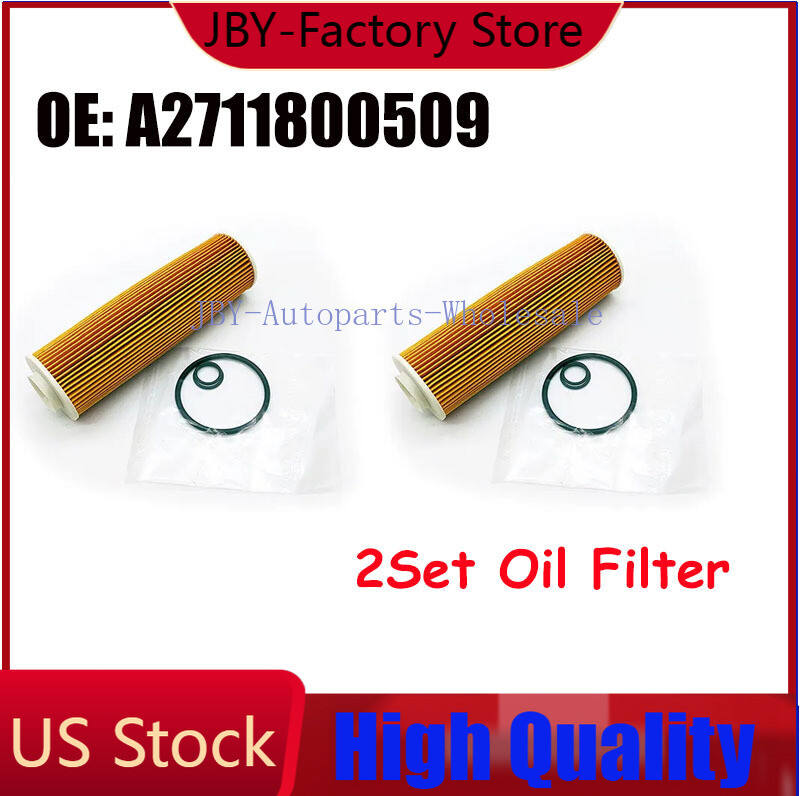 2Pcs Oil Filter Kit for Mercedes W204 W212 C180 C200 C250 E200 SLK250 ...