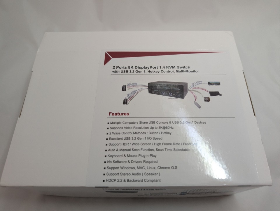 Level1Techs Display Port KVM Switch, Single Monitor, Two Computer, USB ...