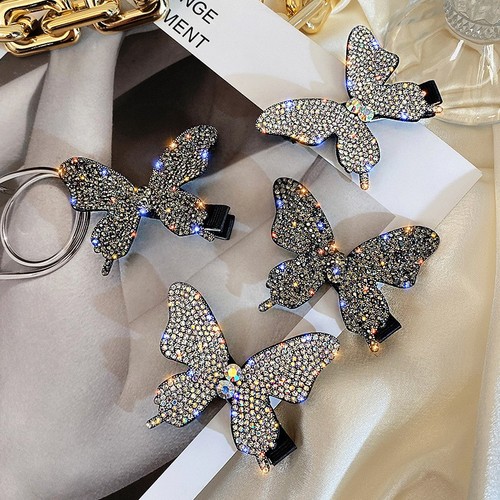 Rhinestone Butterfly Hair Clips For Girls Women Glitter Shiny Barrettes ...