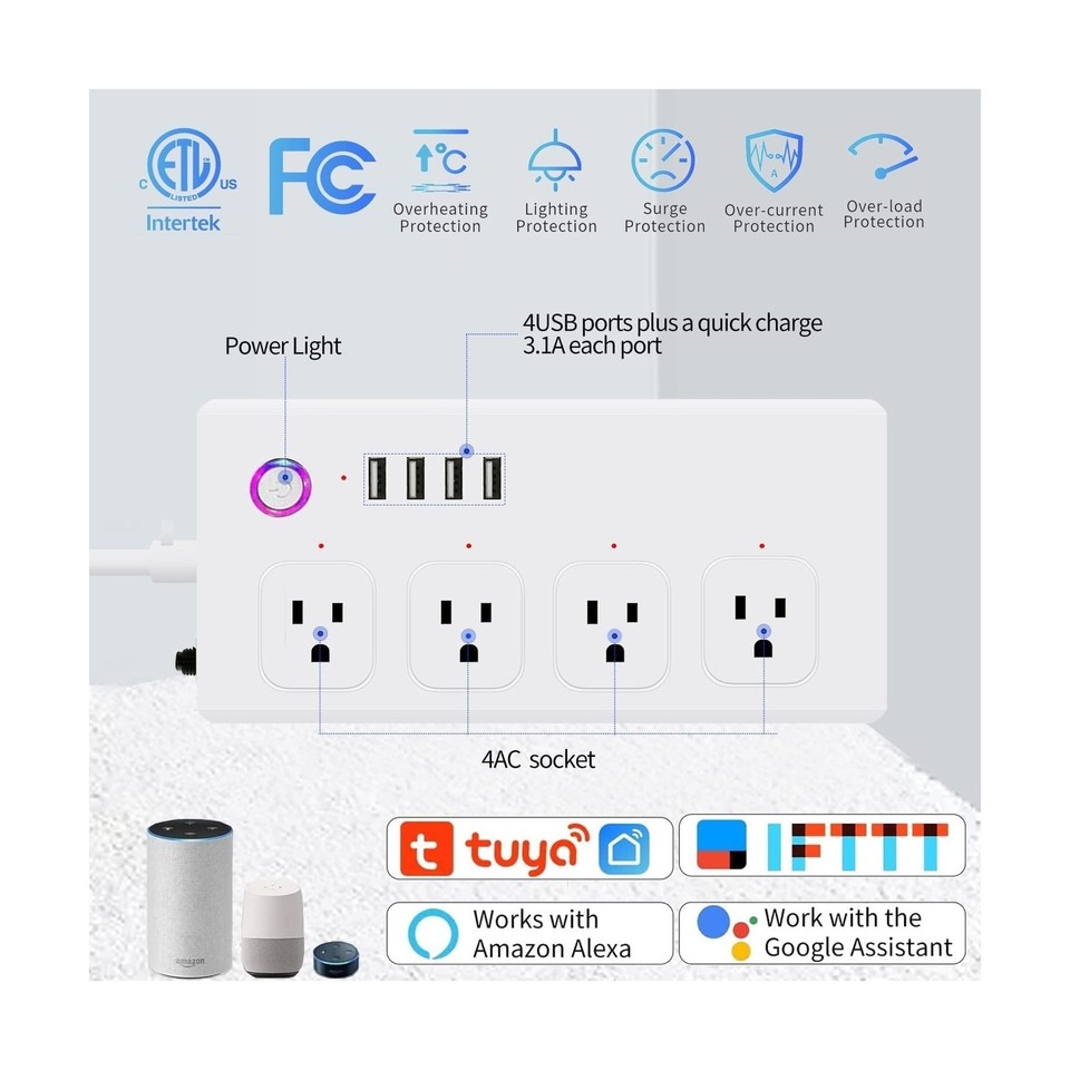 XENON ZigBee Power Strips, Voice/APP/Timer, 4 Individually Controll ...