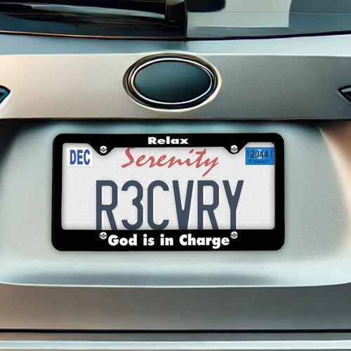 AA License Plate Frame Relax. God is in Charge F1 | eBay