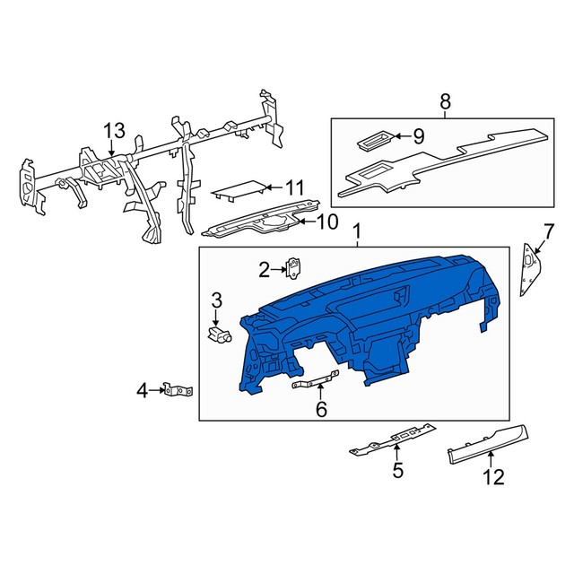 Brown Dash Panel W/o Head up Display 5540130780C0 Fits 2013-2018 Lexus ...