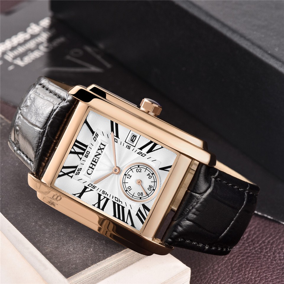 CHENXI Men Watch Roman Numeral Quartz Wristwatch Male Business Leather ...