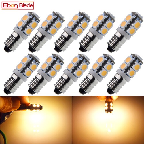 10Pcs 12V E10 1447 LED Bulb 9SMD Warm White 4300K For FLASHLIGHT TORCH ...