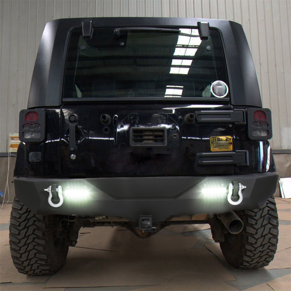 Rock Crawler Front/Rear Bumper Winch Plate LED D-Ring For 07-18 Jeep ...