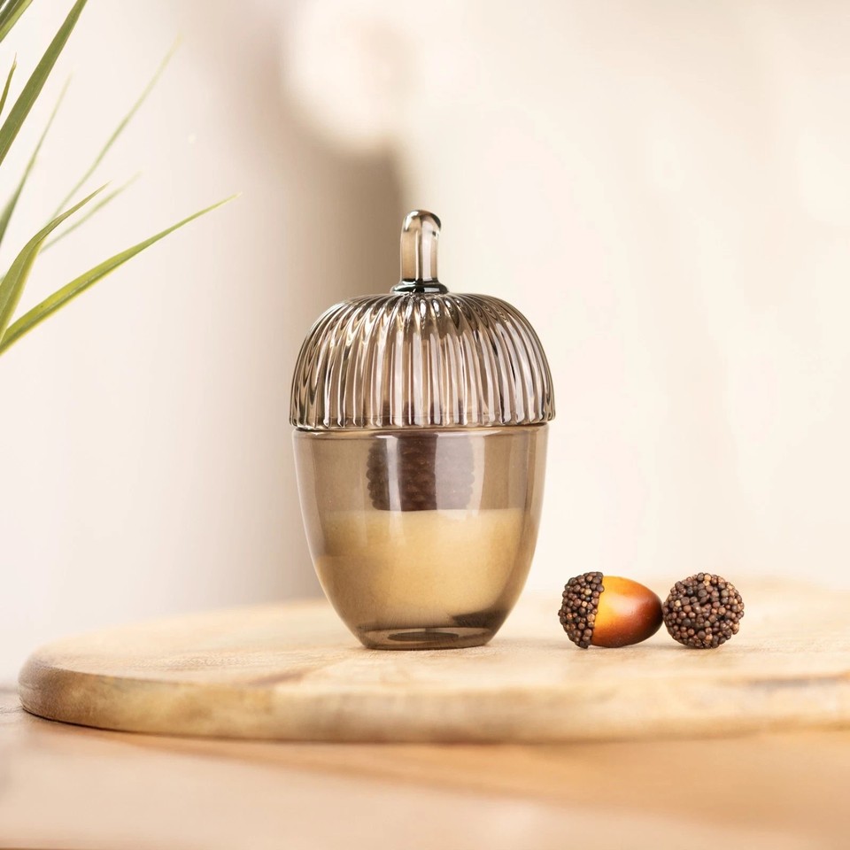 Scented Autumn Acorn Candle Glass Holder Wax Halloween Home Deocr Green ...
