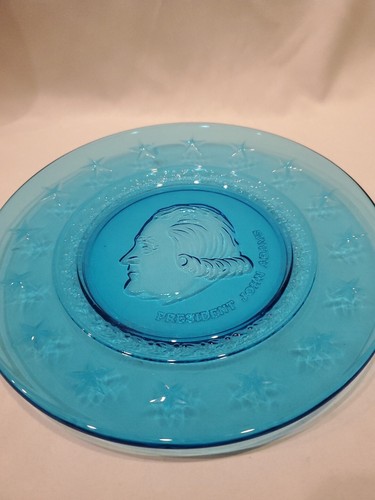 WHEATON Blue President John Adams Glass 8" Plate | eBay