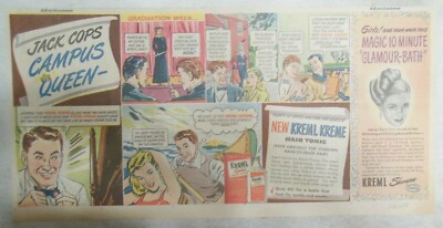 Kreml Shampoo Ad: Jack Cops Campus Queen ! from 1940's Size 7.5 x 15 ...