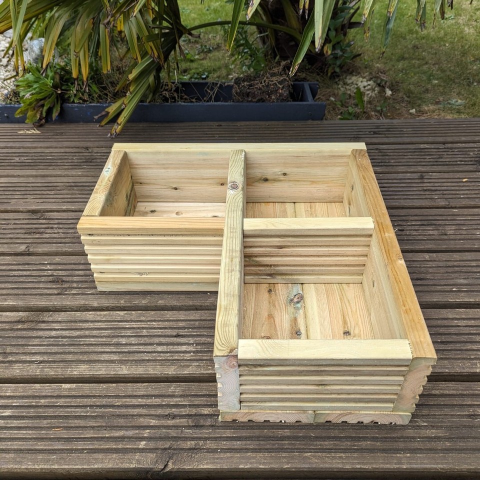 Corner Wooden Decking Planter Garden Patio Trough Flower Plant Pot ...