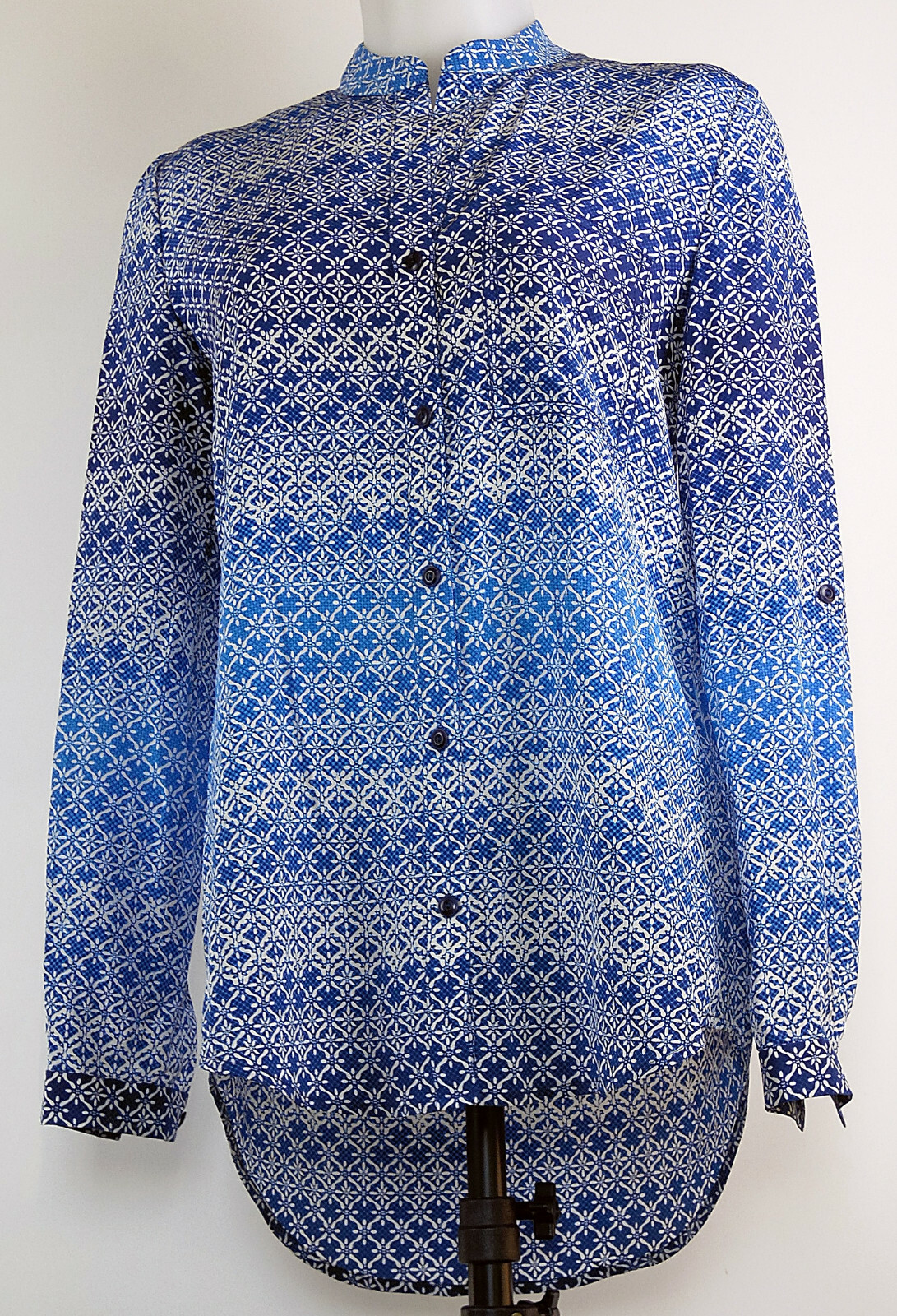 Diane Von Furstenberg Blue Floral Button-Front Gilmor… - Gem
