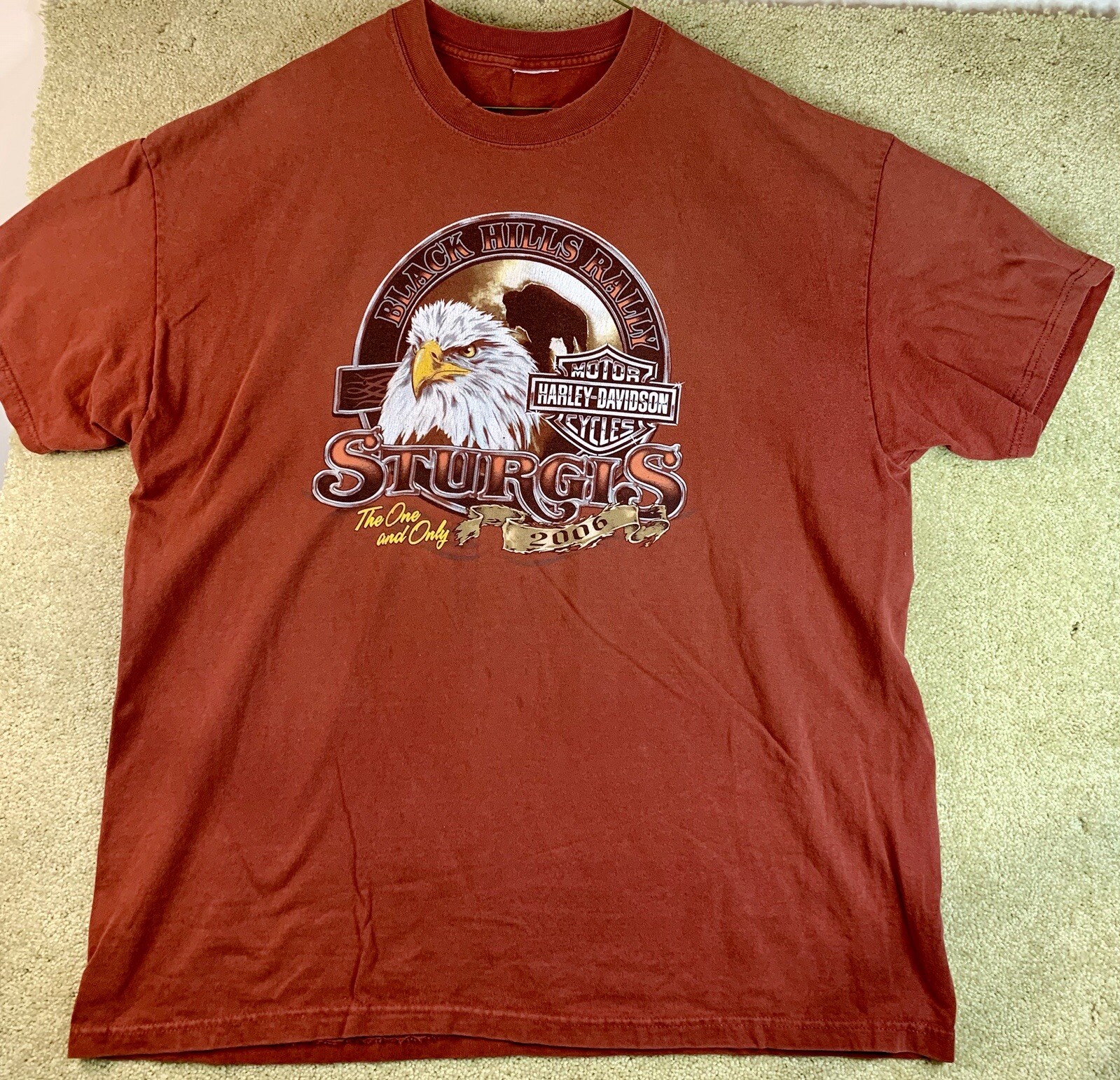 Harley Davidson Mens Burnt Orange Sturgis 2006 Short … - Gem