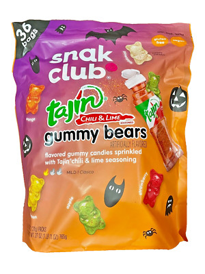 Snak Club TAJIN GUMMY BEARS 36-Bags Chili & Lime Mild Gummi Bears, BIG ...