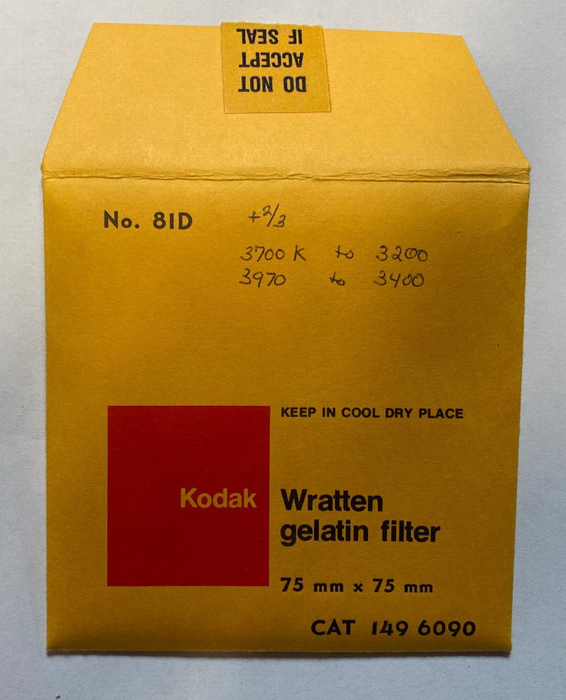 KODAK WRATTEN GELATIN FILTER NO. 81D 3" /7.6cm Square opened w/ filter ...