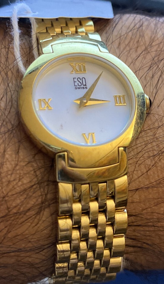 ESQ Esquire Swiss Watch Women Gold Tone MOP WHITE Round Dial - NEW ...