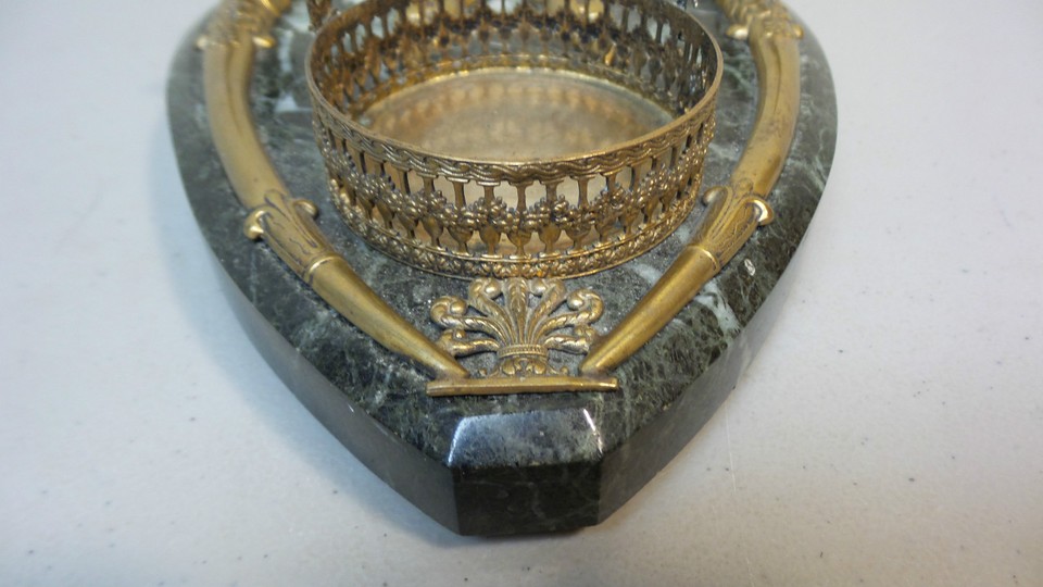 FABULOUS 19th C. FRENCH NAPOLEON III MARBLE & BRONZE INKSTAND / INKWELL ...